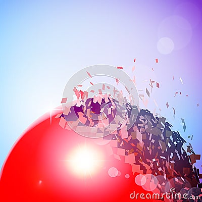 Red 3D Ball Exploded Into Pieces Cartoon Vector | CartoonDealer.com ...