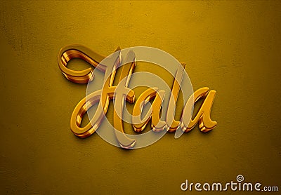 Golden 3D Editable Text Effect Of Arabic Name Hala Royalty-Free Stock ...
