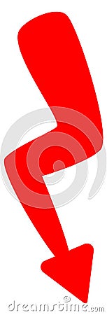 Red Decline Arrow. Downfall Symbol. Drop Indicator Vector Illustration ...