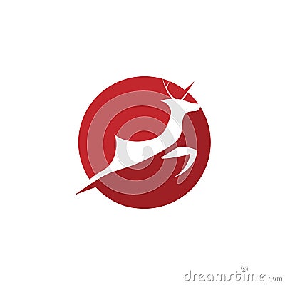 Red Deer Logo Template Design For Chrismas Vector Illustration ...