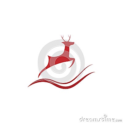 Red Deer Logo Template Design For Chrismas Vector Illustration ...