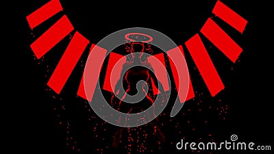 Red Devil Fighter from Hell, Angel of War with a Halo Around His Head ...