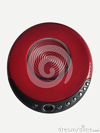 Red Discman Cd Player Isolated On White Background. Electronic Device ...