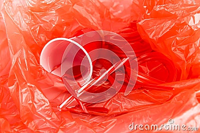 Red Disposable Objects On Plastic Crumpled Royalty-Free Stock Photo ...