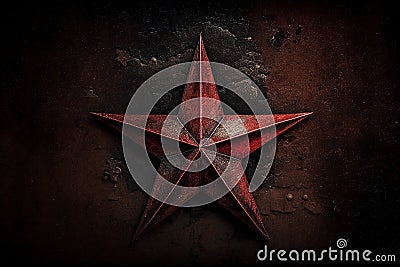 A Red Five-pointed Star Rust Untreated Metal On A Simple Background ...