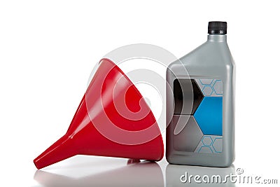 Red Funnel And Bottle Of Engine Oil Royalty Free Stock Photo - Image ...
