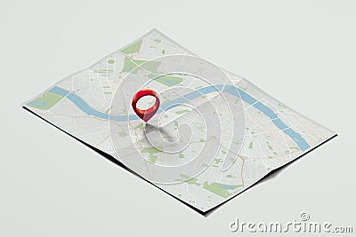 Red Geotag Or Map Pin On Realistic Map. 3d Rendering. Stock Photography ...