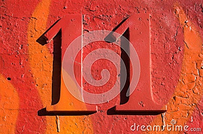 Red Grungy Number 11 Stock Photos - Image: 2165763