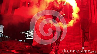 Red Hand Flare. Distress Signal Stock Video - Video of light, dangerous ...