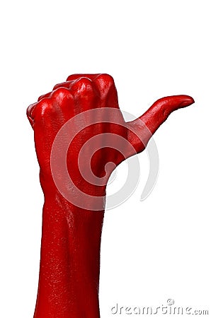 Red Hand On White Background, Isolated, Paint Stock Photo ...