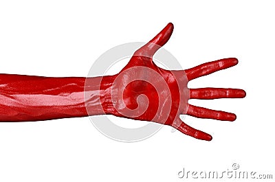 Red Hand On White Background, Isolated, Paint Royalty-Free Stock ...