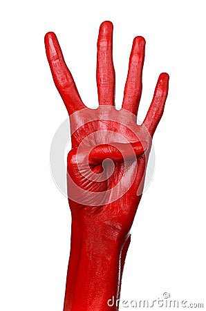 Red Hand On White Background, Isolated, Paint Royalty-Free Stock Photo ...