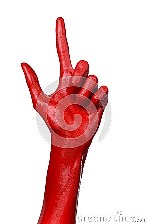 Red Hand On White Background, Isolated, Paint Stock Image ...