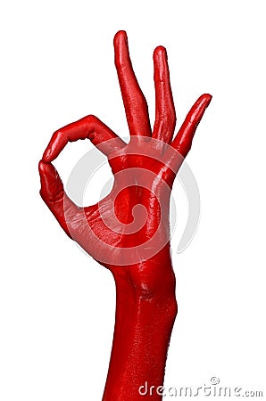 Red Hand On White Background, Isolated, Paint Stock Image ...