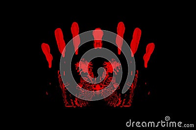Red Handprint Isolated On Black Background Royalty-Free Stock Photo ...