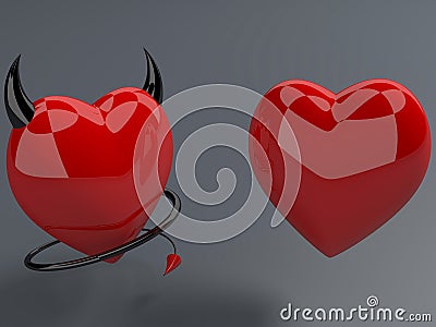 Red Heart And Devil Red Hearts With Horns And Tails Royalty-Free Stock ...