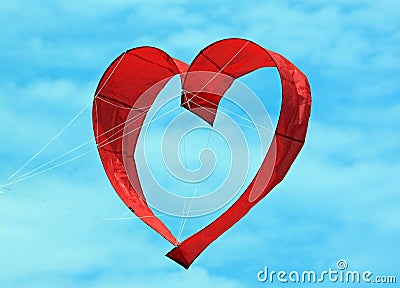 Red Heart Kite In A Blue Sky Stock Photo - Image: 60517318