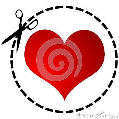 Red Heart And Scissor Cartoon Vector | CartoonDealer.com #12486975