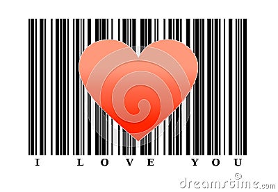 Red Heart Shape On Barcode. Love Concept. Stock Illustration - Image ...