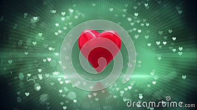 Red Heart Turning and Exploding on Glittering Background Stock Footage ...
