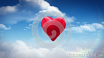 Red Heart Turning and Exploding Over Blue Sky Stock Footage - Video of ...