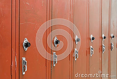 Red High School Lockers Royalty Free Stock Images - Image: 12708579