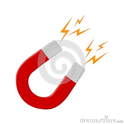 Red Horseshoe Magnet With Lightning Flash Isolated On White Background ...