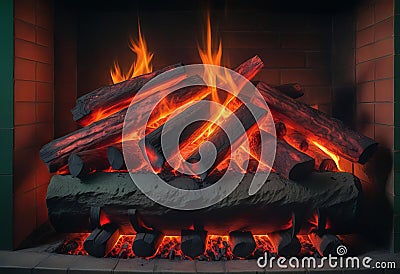 Red-hot Charcoal Embers Smoldering In A Fireplace Stock Image ...