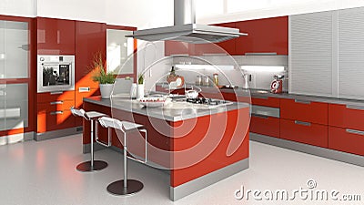 Red Kitchen Stock Images - Image: 8022994