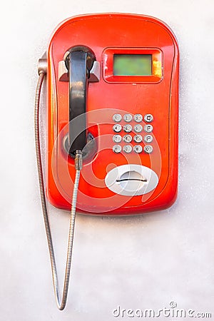 Red Landline Phone With Buttons On The Wall Royalty-Free Stock Image ...