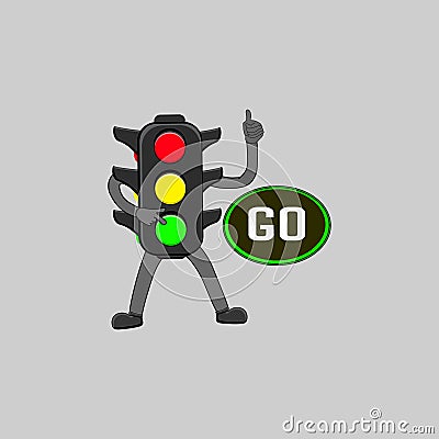 Green Traffic Light Cartoon Illustration With Traffic Sign ...