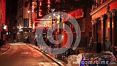 Red Light District London Table Dancing Bar at Night Stock Footage ...