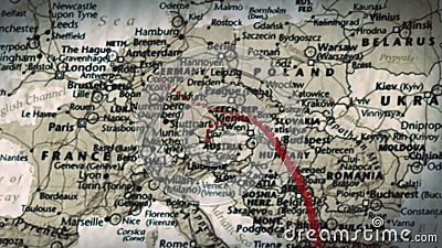 Red Line Showing Path from Syria To Germany Stock Footage - Video of ...