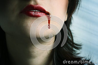 Red Lips With Blood Dropping By Stock Image - Image: 20387411