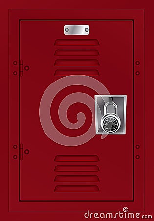Red Locker And Combination Lock Illustration | CartoonDealer.com #78802426