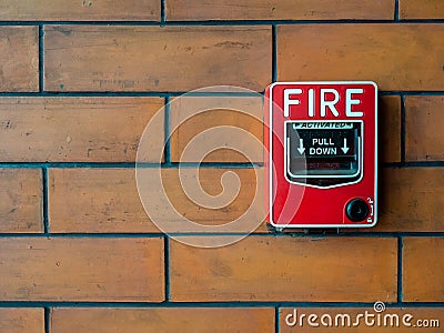 Red Manual Pull Fire Alarm Safety System. Pull Station Or Call Point ...