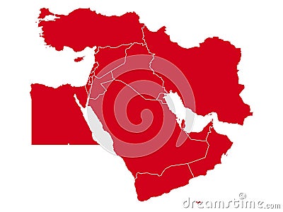 Red Map Of The Middle East Cartoon Vector | CartoonDealer.com #131007269