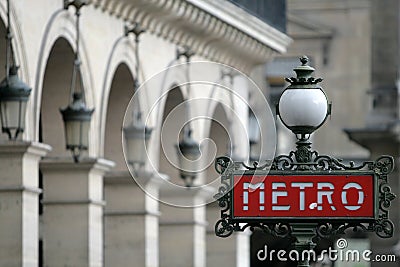 Paris metro editorial stock photo. Image of street, pole - 2381738