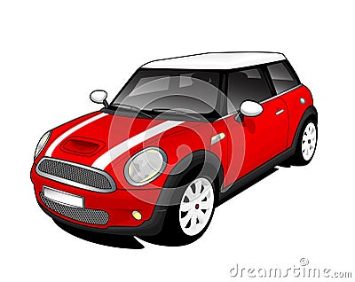 Red Mini Cooper Cartoon Vector | CartoonDealer.com #9109321