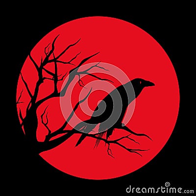 Red Moon Raven Stock Vector - Image: 44016693