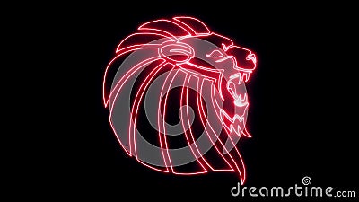 Red Neon Lion Head Animated Logo Loopable Graphic Element V3 Stock ...