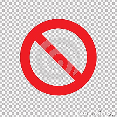 Red No Sign Isolated On Transparent Background. Vector Blank Ban. Stop ...