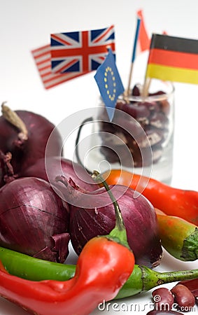 Red Onion, Chilli Pepper And Haricot Beans, Flags, Royalty-Free Stock ...