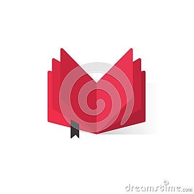 Red Open Book With Abstract Pages And Bookmark Vector Logo Stock Vector ...