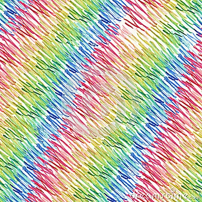 Seamless Diagonal Rainbow Striped Hatch Mark Pattern Hand Drawn In ...