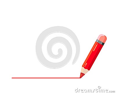 Red Pencil Draws A Line. Underline In Red On A White Background ...