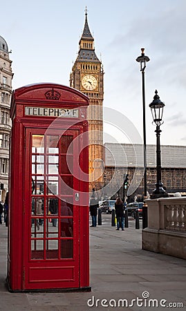 Red Phone Booth With The Big Ben In The Bac Royalty Free Stock ...