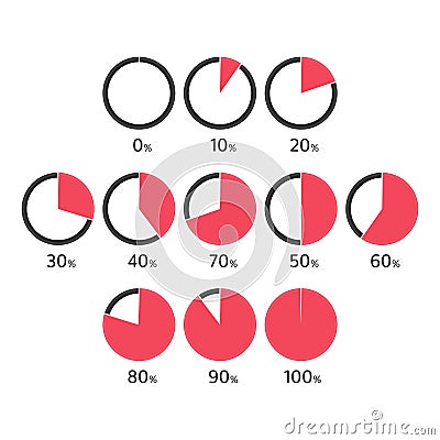 Red Pie Charts. Vector Illustration | CartoonDealer.com #209932202