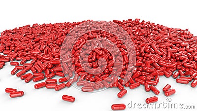 Red Pills Capsules Falling on a White Background, Abstract Concept ...