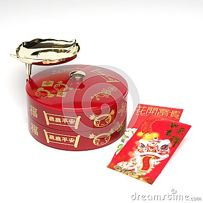 Red Pocket & Candy Box - Chinese New Year Element Stock Images - Image ...